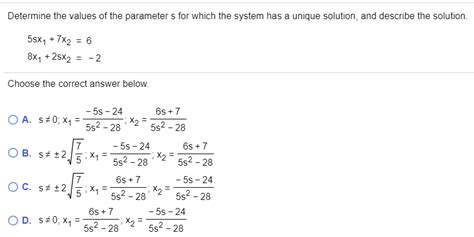 Solved Determine The Values Of The Parameter S For Which The