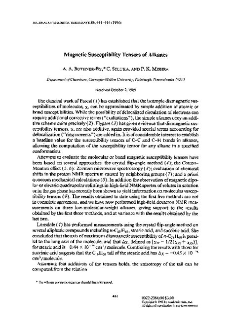Pdf Magnetic Susceptibility Tensors Of Alkanes