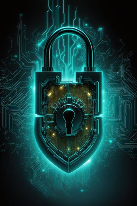 Composition Of Padlock Over Network Of Connections Created Using Generative Ai Technology Stock