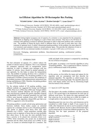 An Efficient Algorithm For D Rectangular Box Packing Pdf