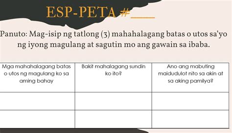 ESP PETA Panuto Mag Isip Ng Tatlong 3 StudyX