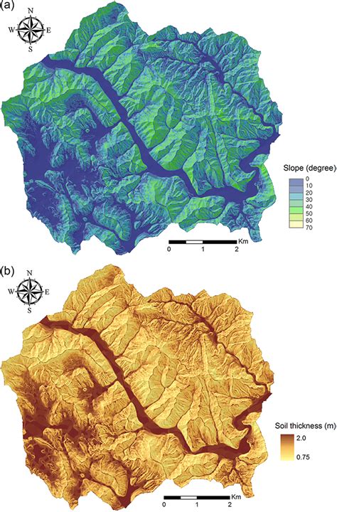 Map Showing The Distribution Of Topographic Parameters A Slope Angle Download Scientific
