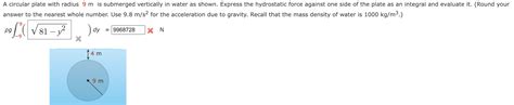 Solved A Circular Plate With Radius 9m ﻿is Submerged