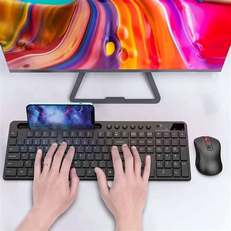 Marvo Wireless Keyboard And Mouse Combo Marvo 2 4g Ergonomic With Phone Tablet Holder Silent