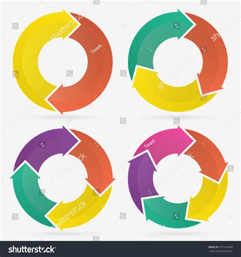 ลูกศรวงกลมอินโฟกราฟิกแม่แบบแผนภูมิวงกลมกับ 2 3 4 5 ขั้นตอน เวกเตอร์สต็อก ปลอดค่าลิขสิทธิ์