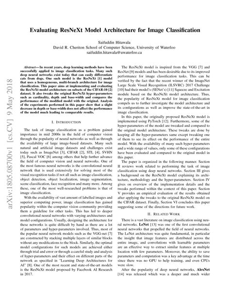 Evaluating Resnext Model Architecture For Image Classification Deepai