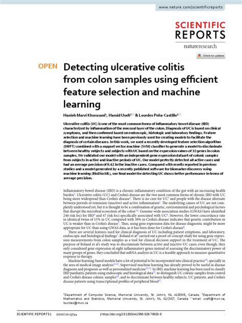 Detecting Ulcerative Colitis From Colon Samples Using Efficient Feature Selection And Machine