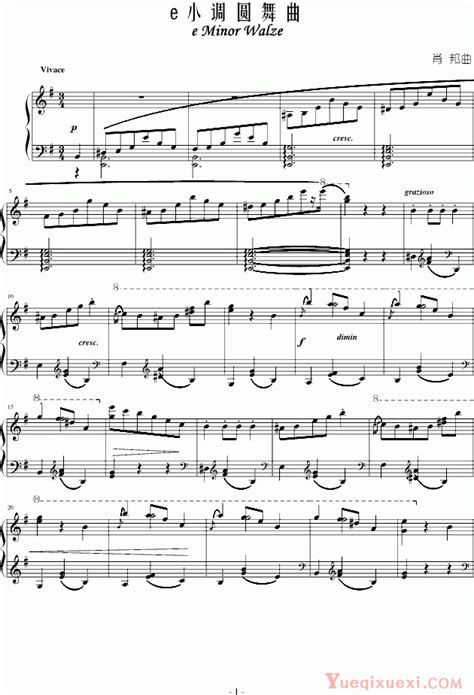 肖邦 Chopin 肖邦e小调圆舞曲 钢琴名家名曲谱 乐器学习网