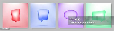 벡터 일러스트 레이 션입니다 3d 미니멀리스트 정사각형 배너 세트입니다 견적 프레임 빈 템플릿입니다 격리된 텍스트 상자입니다 빈 말풍선 색상 배경입니다 단순한 모양 소셜