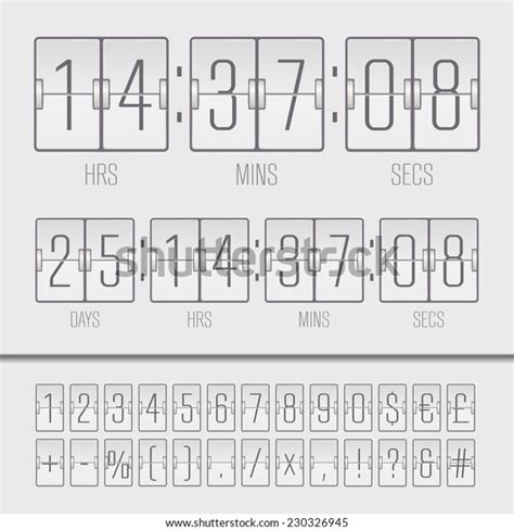White Countdown Timer Scoreboard Numbers Vector Stock Vector Royalty