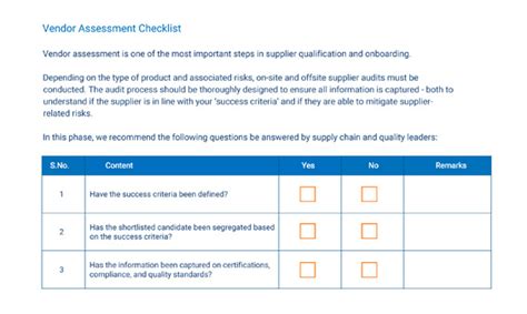 Vendor Assessment In Supplier Qualification And Onboarding