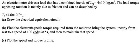Solved An Electric Motor Drives A Load That Has A Combined Chegg Com