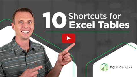 Essential Shortcuts For Excel Tables Excel Campus