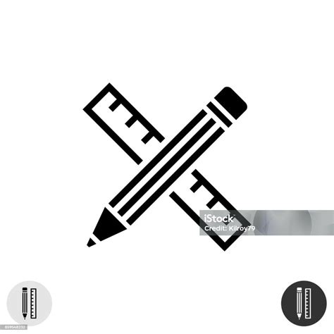 눈금자와 연필 아이콘입니다 흑백 상수 넓은 라인 디자인 광대한에 대한 스톡 벡터 아트 및 기타 이미지 광대한 교육 기업