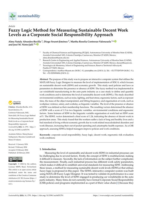 pdf fuzzy logic method for measuring sustainable decent work levels