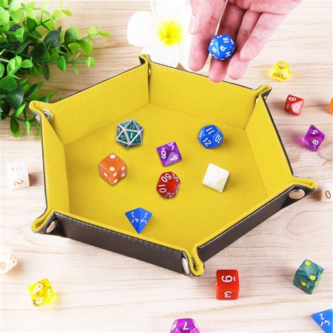 Siquk Tablero De Dados Bandeja De Dados Plegable De Cuero De Hexagonal