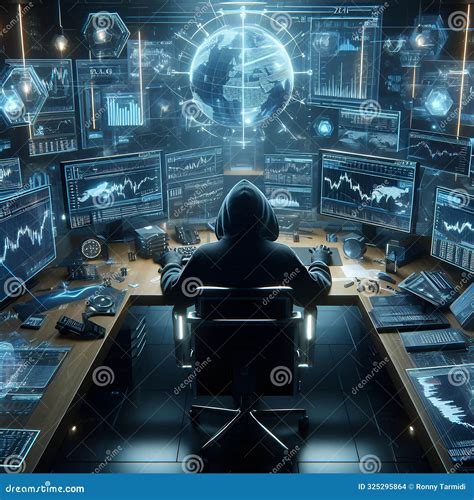 A Hacker S Work Desk Filled With Highly Advanced Digital Devices Stock