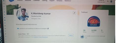 K Manideep Kumar On Linkedin I Had Till Now Achieved 16 Badges And 6550 Points In Trail Head