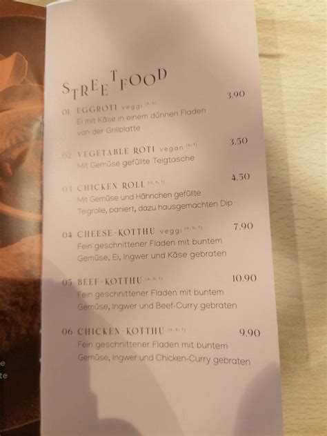 Speisekarte Von Saphir Sri Lankan Kitchen Restaurant Bamberg