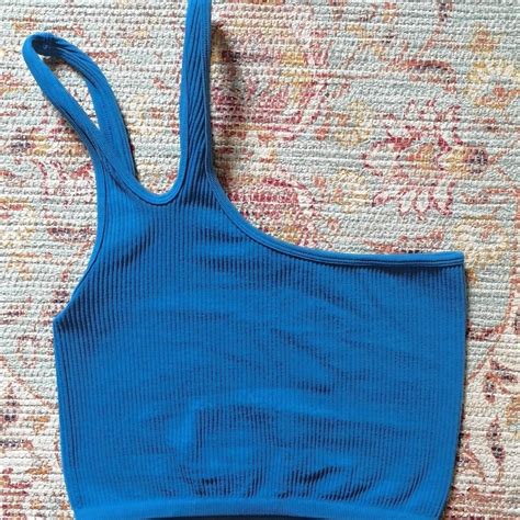 Zara One Shoulder Blue Top Amazing Condition Rly Depop