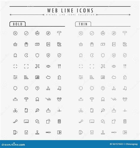 Web Minimal Outline Icons On Bold And Thin Line Concept Stock Vector Illustration Of Group