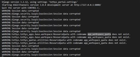 django session security and resourcequota warnings · issue 823
