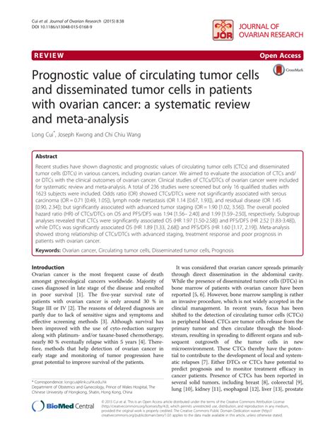 Pdf Prognostic Value Of Circulating Tumor Cells And Disseminated