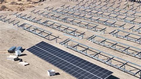 Solar Array Construction And Framing Industrial Stock Footage Ft Solar Panels And Desert