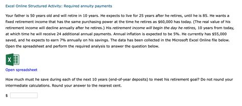 Solved Excel Online Structured Activity Required Annui