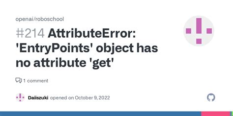 Attributeerror Entrypoints Object Has No Attribute Get · Issue