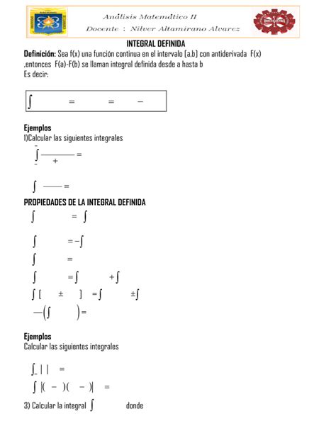 Integral Definida Definición Y Ejemplos Pdf Integral Zona
