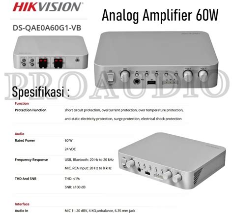 Jual Ampli Hikvision Ds Qae0a60g1 Vb Analog Amplifier 60w Bluetooth Usb Rca Microphone