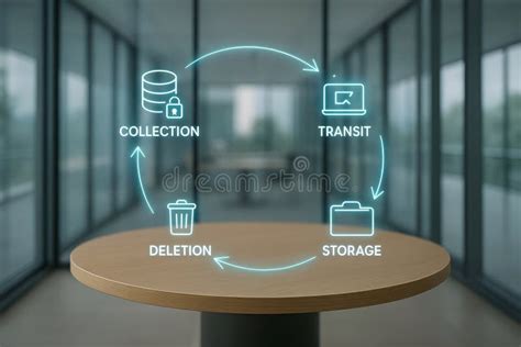 Data Lifecycle Management Diagram Depicting Collection Transit Storage And Deletion Process On A