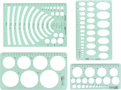 12 Pcs Ruler Tool Circle Stencil Mathematics Drafting Stencils Circle Template Measuring
