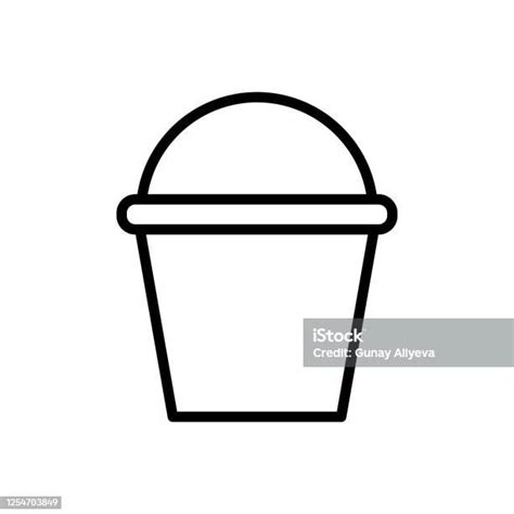 아이스크림 와플 컵 아이콘 간단한 라인 Ui 및 Ux 웹 사이트 또는 모바일 응용 프로그램에 대한 동결 달콤한 아이콘의 벡터 요소를 윤곽 0명에 대한 스톡 벡터 아트 및