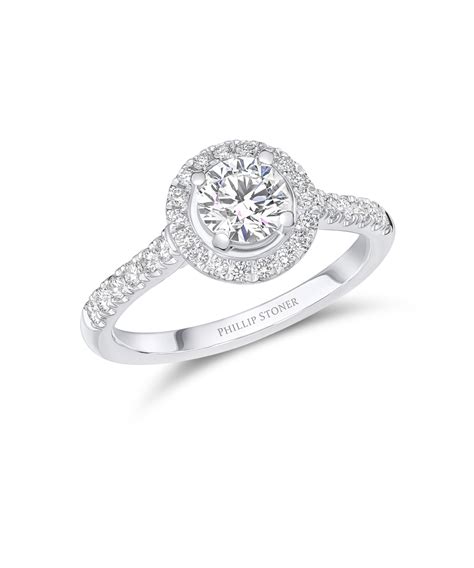 070ct G Si1 Round Brilliant Cut Diamond Halo Ring Phillip Stoner The