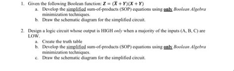Solved 1 Given The Following Boolean Function Z Xyxy