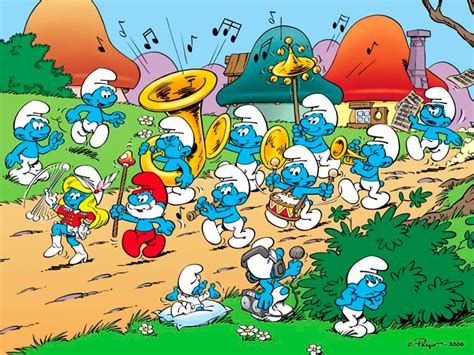 Carte virtuelle La fanfare des Schtroumpfs pour enfant : envoyer Carte ...