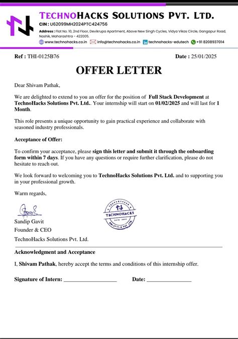 Internship Fullstackdevelopment Grateful Learningandgrowth Technohacks Shivam Pathak