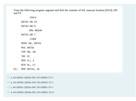 Solved Trace The Following Program Segment And Find The