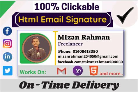 Create Html To An Email Signature Or Clickable By Mizan Fiverr