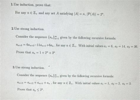 Solved 1 Use Induction Prove That For Any N∈z And Any Set