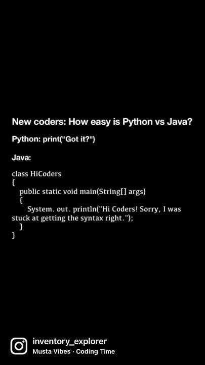 Python Vs Java What Is Easy For New Coders 👨🏻‍💻 Python Java Coders Youtube