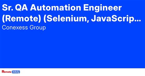 Hiring Full Remote Sr Qa Automation Engineer Remote Selenium