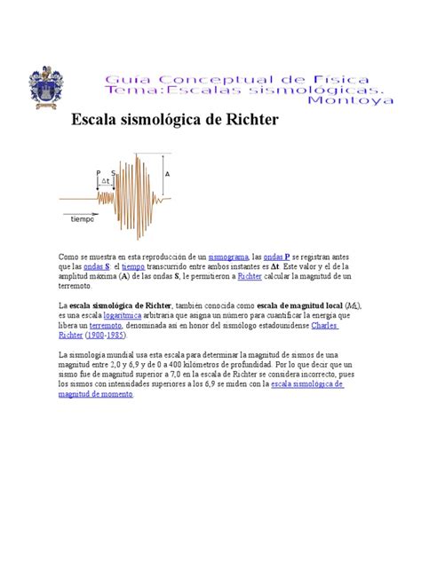 Escala Sismológica De Richter Y Su Uso Pdf Escala De Magnitud De
