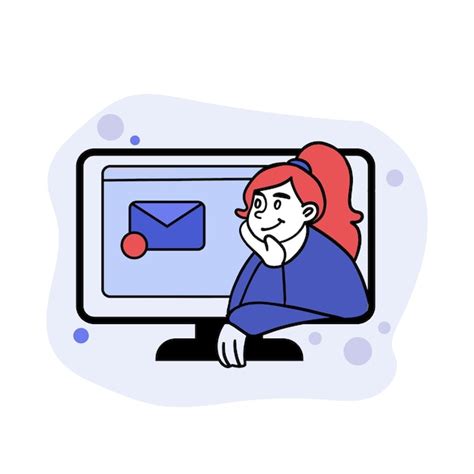 Premium Vector Vector Drawn Illustration Of Girl With Email Computer Woman Letter Envelope