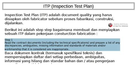 Itp Inspection Test Plan Sipilpedia