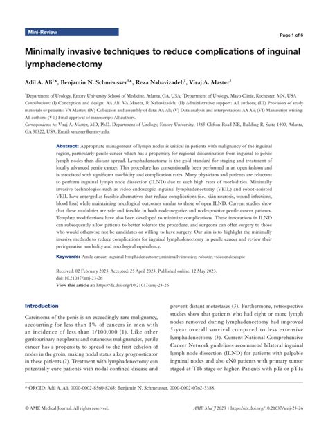 Pdf Minimally Invasive Techniques To Reduce Complications Of Inguinal