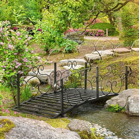 Outsunny 6ft Classic Garden Bridge With Safety Railings Steel Arc