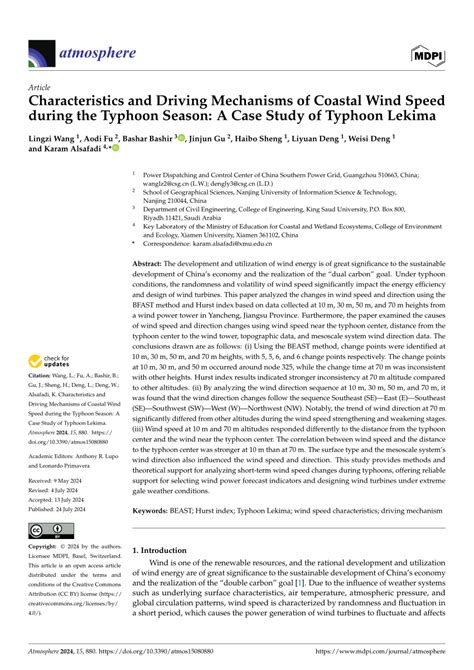 PDF Characteristics And Driving Mechanisms Of Coastal Wind Speed During The Typhoon Season A